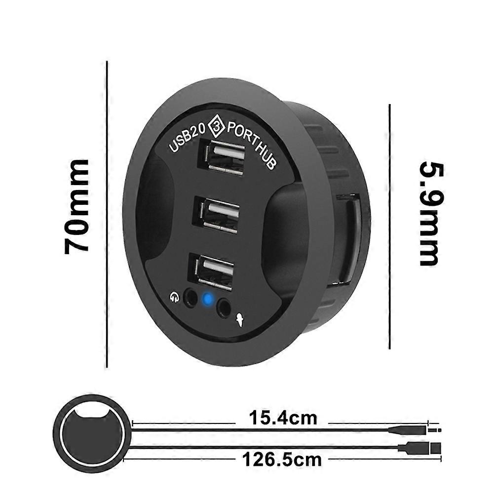 USB Hub USB 2.0 Desktop Grommet USB 2.0 Hub Audio Desk Mount Adapter 3 ...