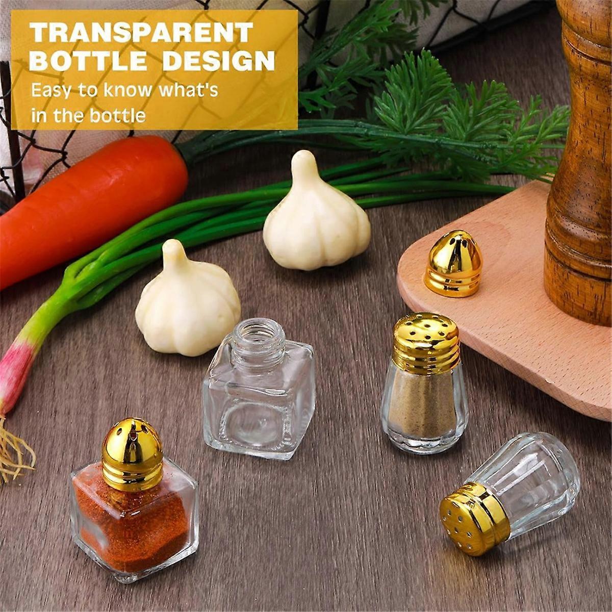 Mini Salt & Pepper Shakers Clear Seasonings Shakers Gold | Fruugo UK