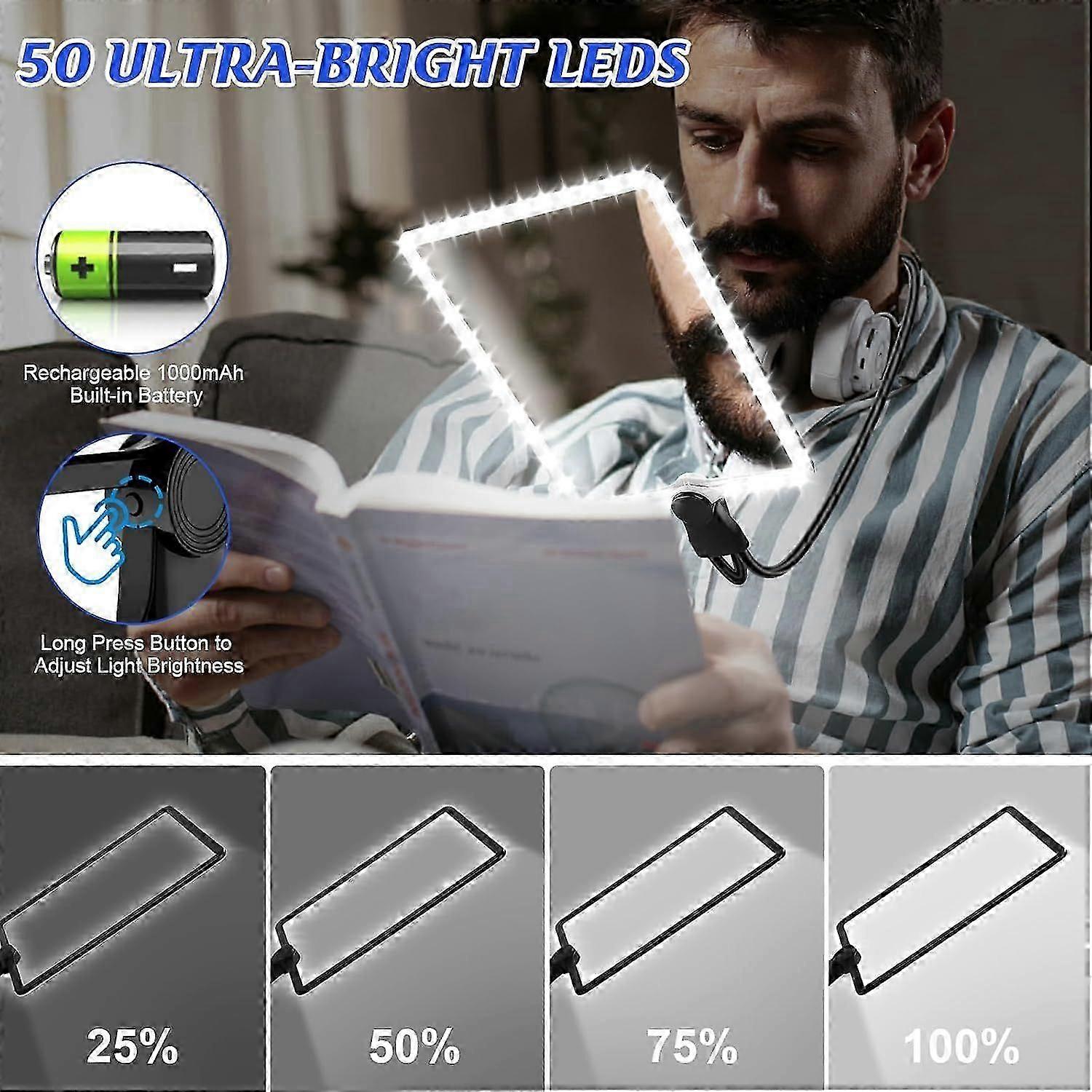 5X Large Reading Magnifying Glass with Light, Rechargeable Hands-Free ...