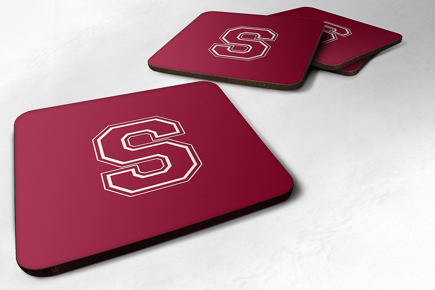 Letter S Initial Monogram - Maroon and White Foam Coaster Set of 4 ...