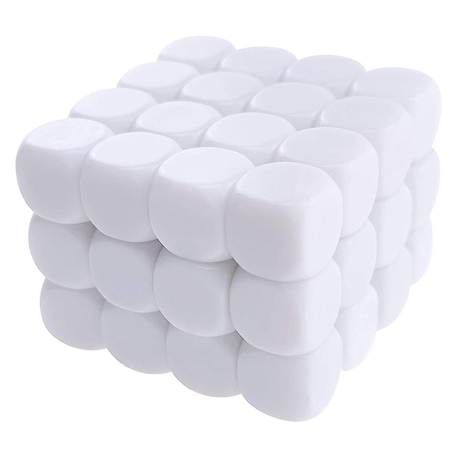 50 Pack 16mm Blank White Dice Set Acrylic Rounded D6 Dice Cubes For ...