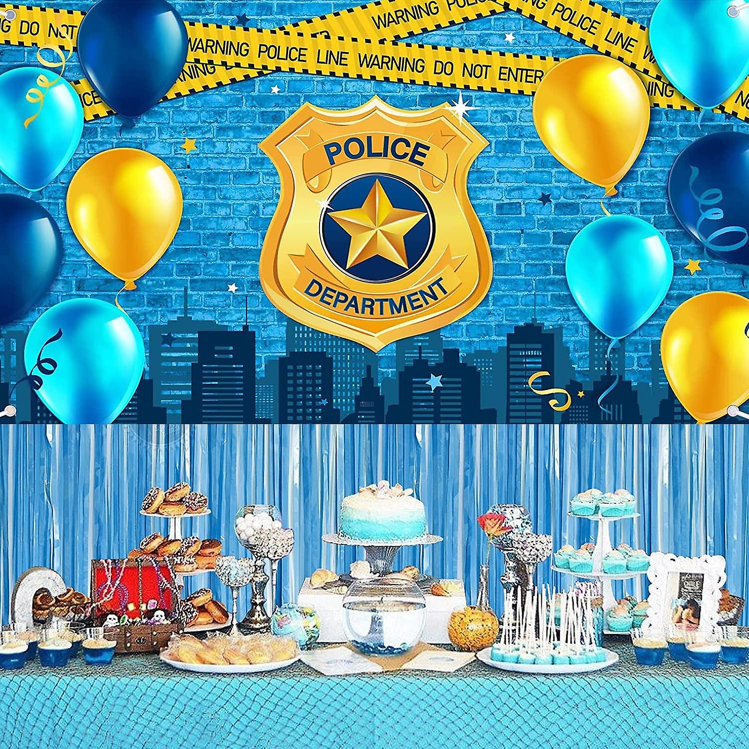 Police Backdrop Police Theme Happy Birthday Party Decorations Police ...