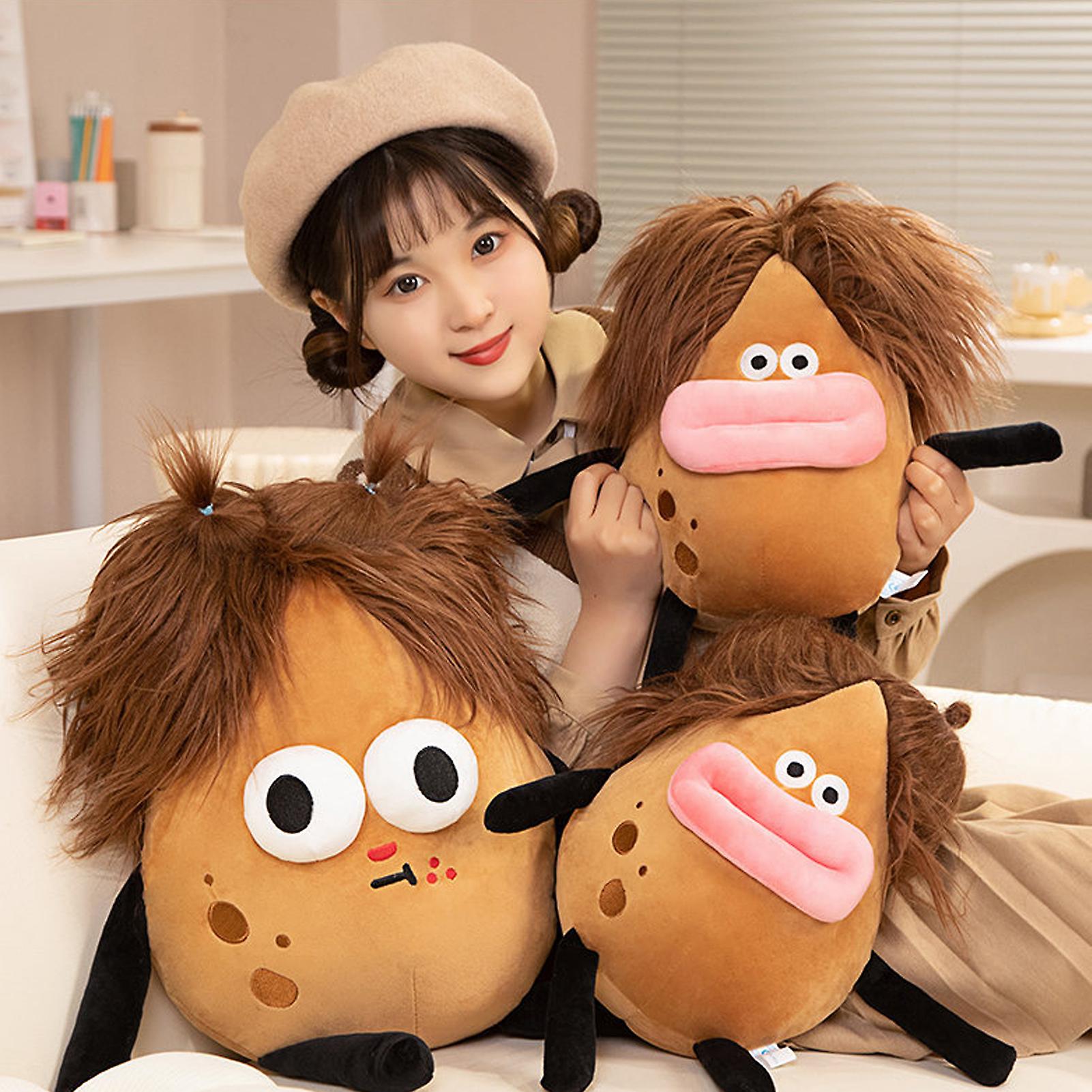 Stuffed Cartoon Potato Plush Brown Hair Sausage-shaped Lip Cute Soft PP ...