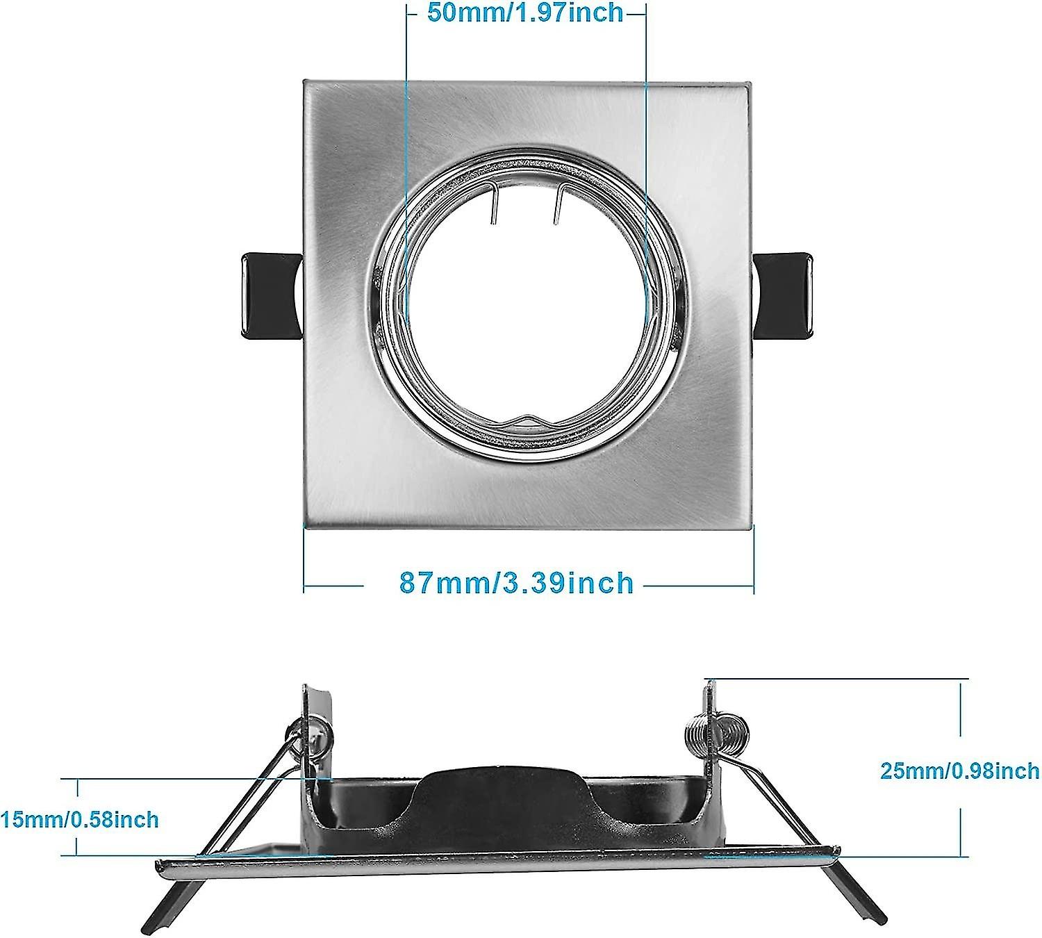 10 Modern Gu10 Ceiling Downlights with Recessed Square Brushed Metal ...