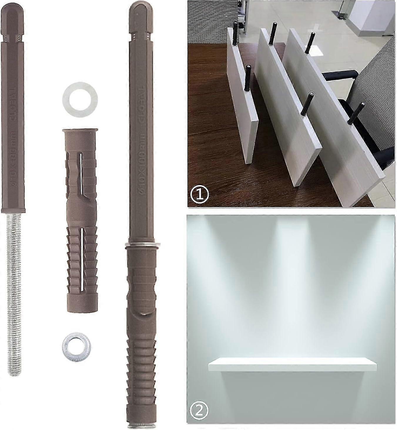 8 Pcs Concealed Shelf Brackets,(10 x 100mm) Floating Shelf Bracket with ...