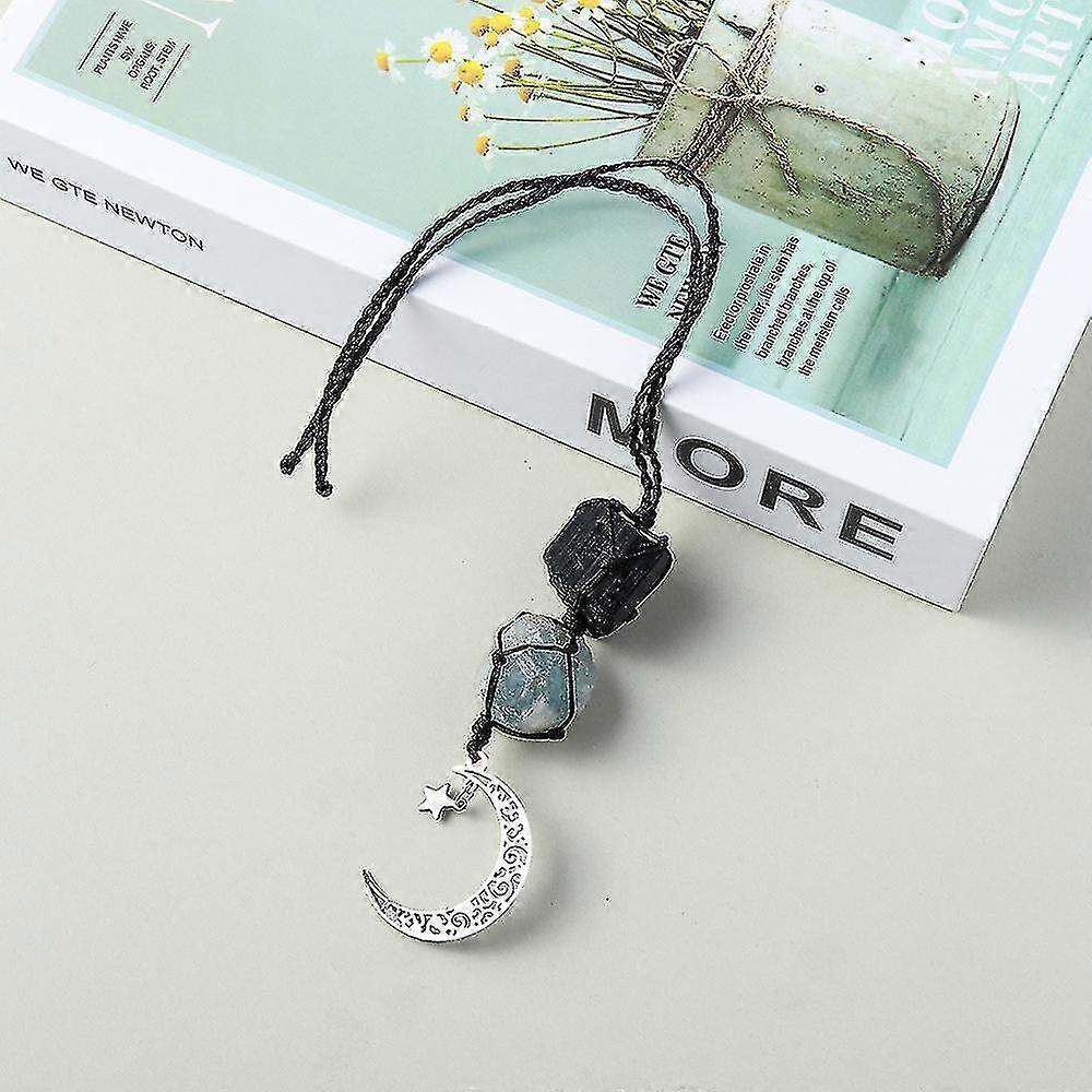 Veeki Hanging Car Charm - Black Tourmaline & Blue Calcite - Dangling ...