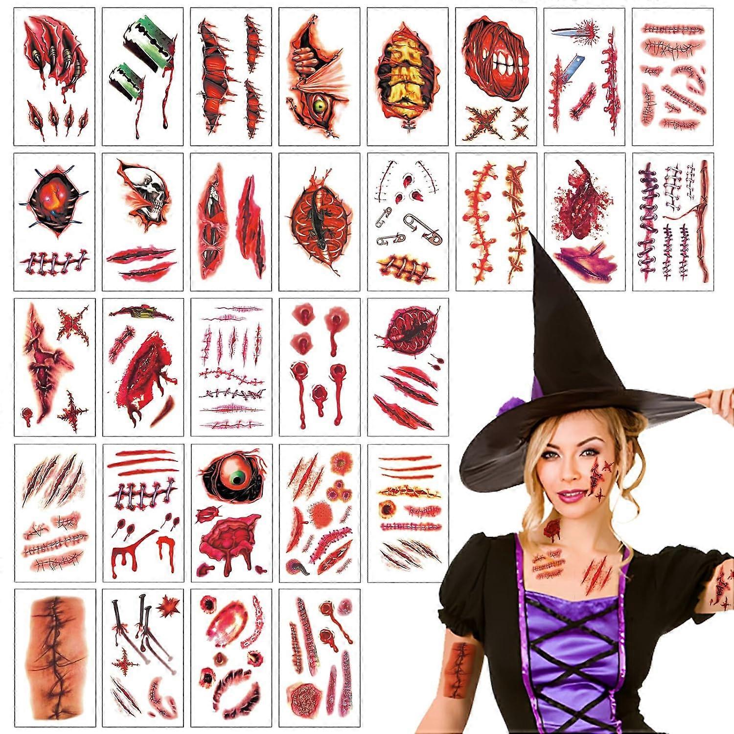 Halloween Zombie Makeups Stickers, Fake Prank Makeup Stitches Scars ...