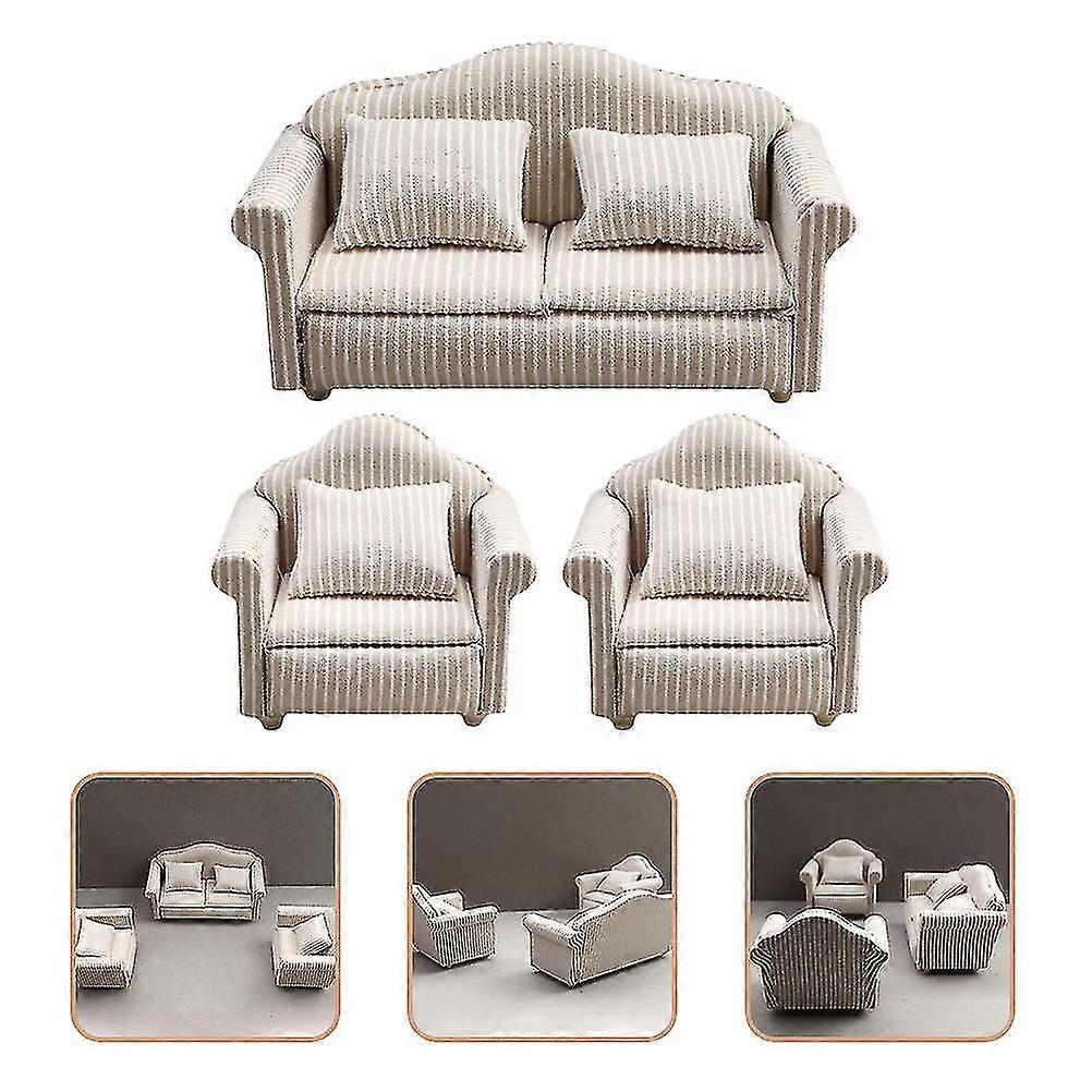 3 Pcs Couch Sofa Miniature Couch Model Dolls House Furniture Couch ...