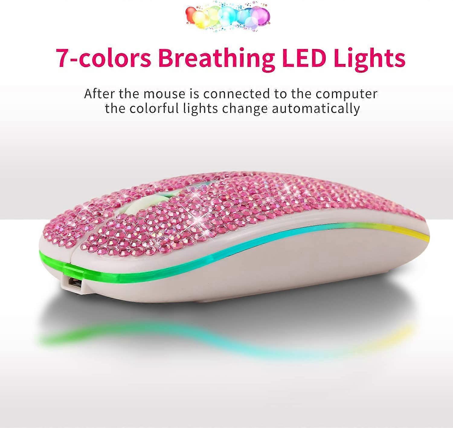 Bling Dazzling Rechargeable 2.4GHz+5.2 Bluetooth Wireless Mouse Covered ...