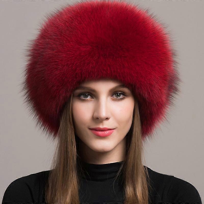 100% Natural Fox Fur Hat Women Cap Thick Fur Cap Winter Warm Hat Female ...