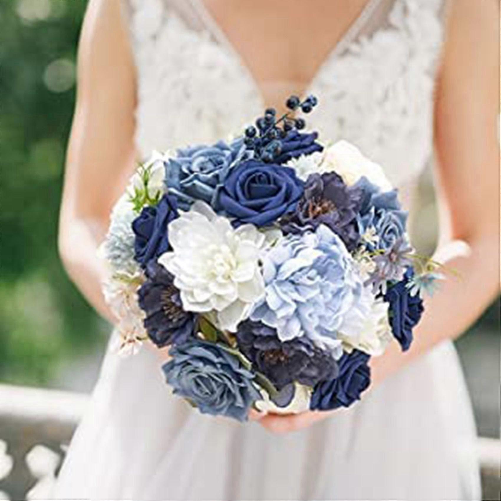 Artificial Flowers Dusty Blue Flowers Combo For Diy Wedding Bridal ...