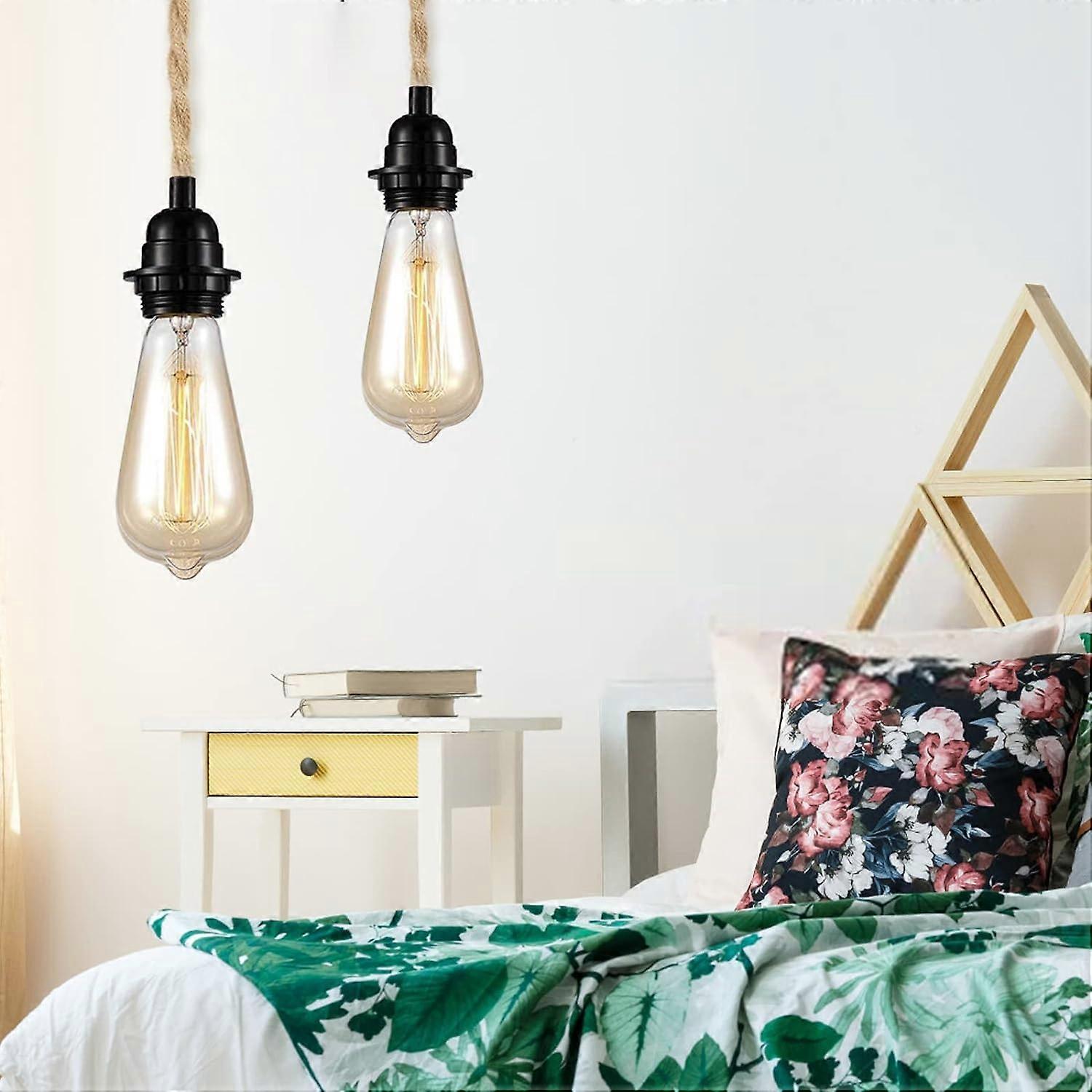 Chandelier Hemp Rope Cable 4.5m, E27 Socket Switch Wire Cable, for DIY ...