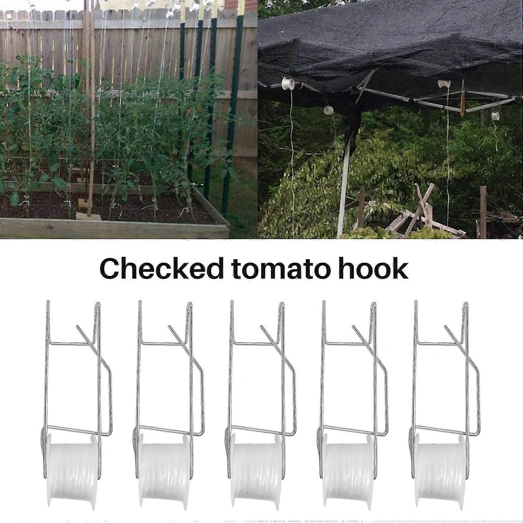 10pcs Tomato Support Hooks, Tomato Trellis Roller Hooks With 15m Vine ...
