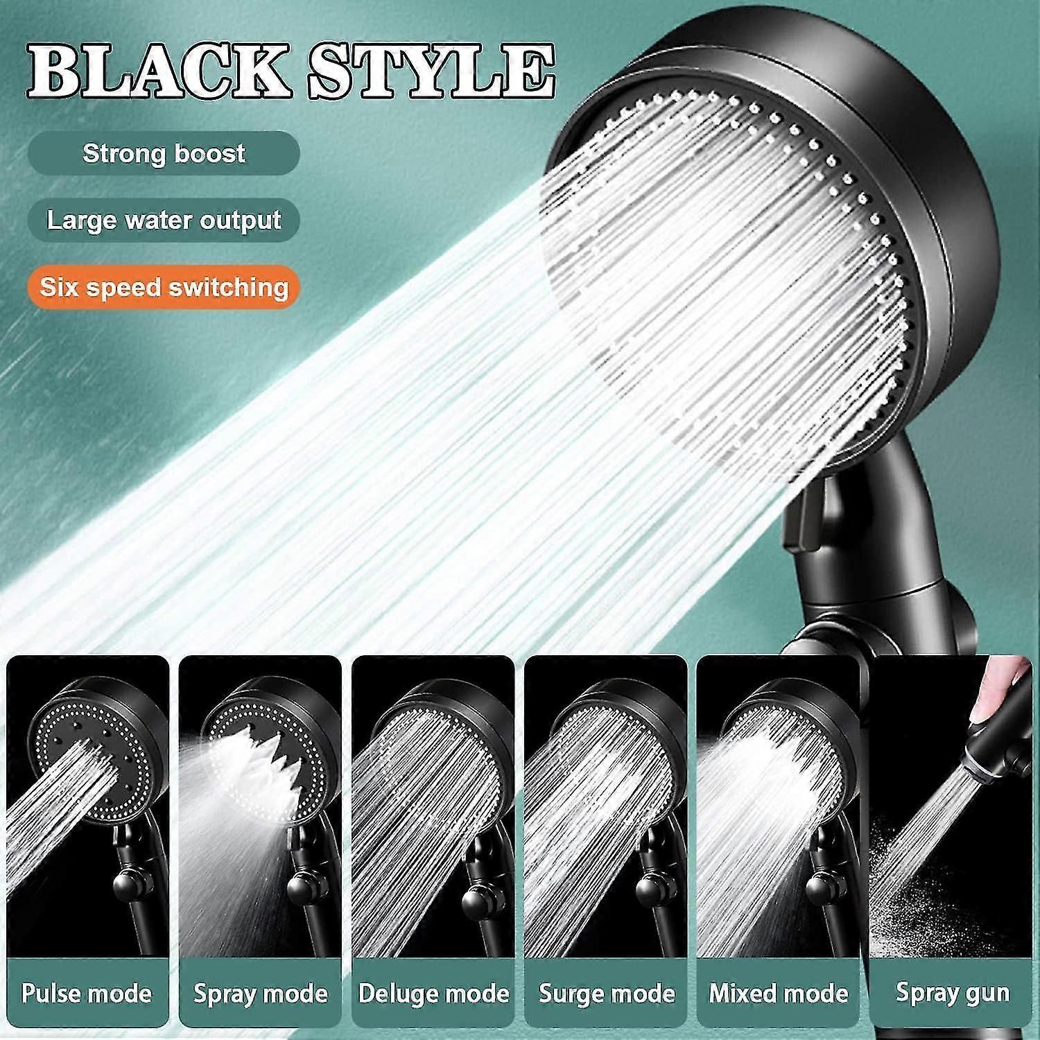 5 Functions Shower Head Shower Head With Handheld High Pressure-full Body Coverage Powerful Rain ...