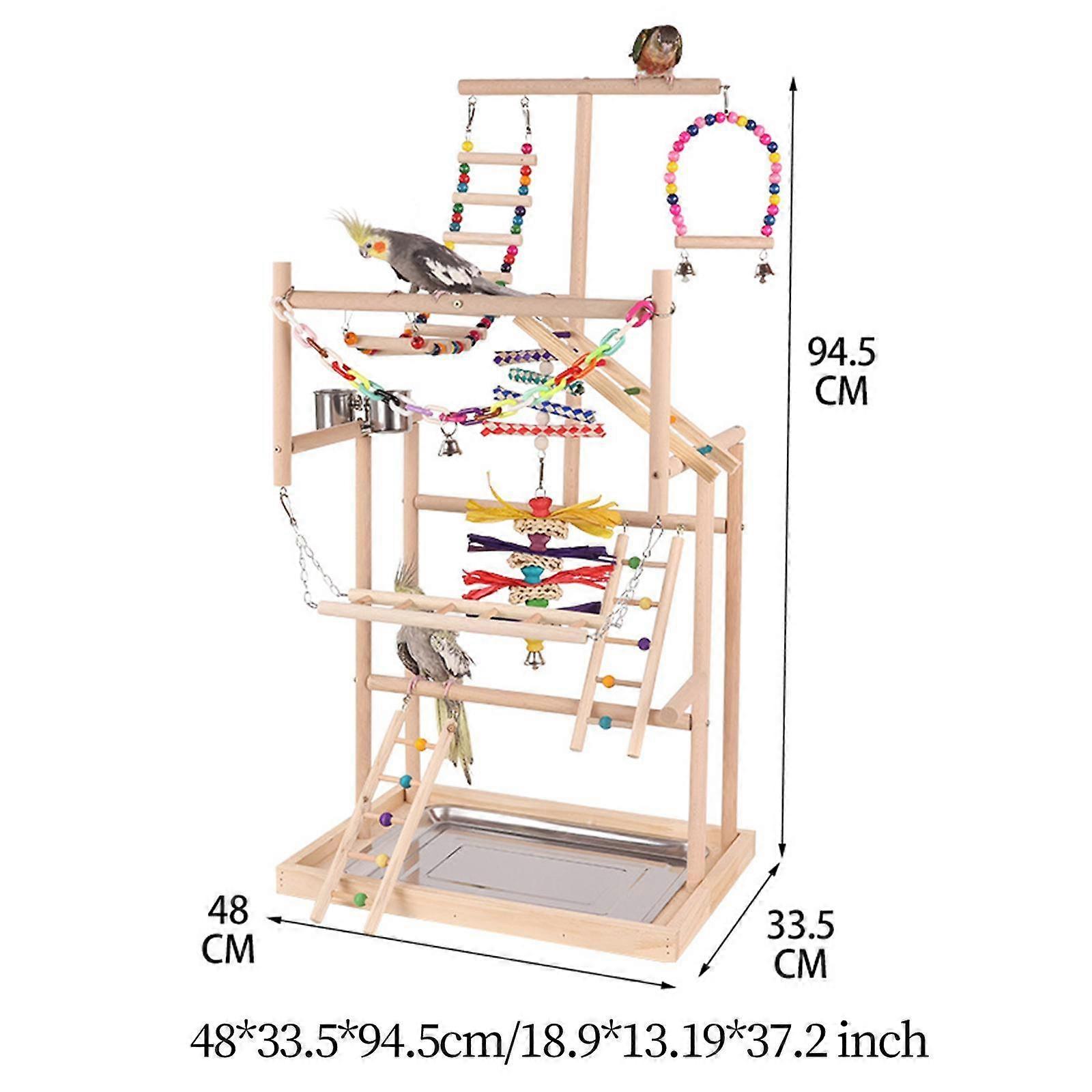 Parrot Bird Playground Wood Perch Gym Playpen for Budgie Parakeet Finch ...