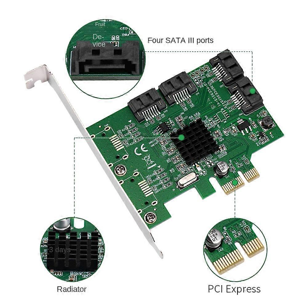 PCIe 4 Ports 6G SATA 3.0 Controller Card Marvell 88SE9215 Non Raid PCIe ...