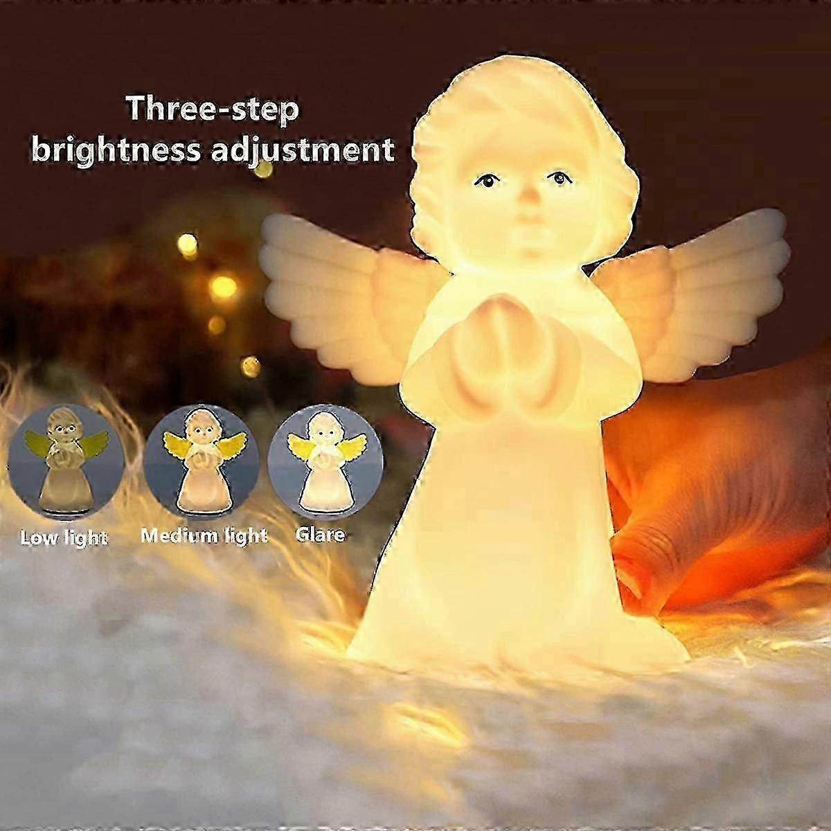 Praying Angel Night Light, Soft Silicone Guardian Lights 7Colors ...