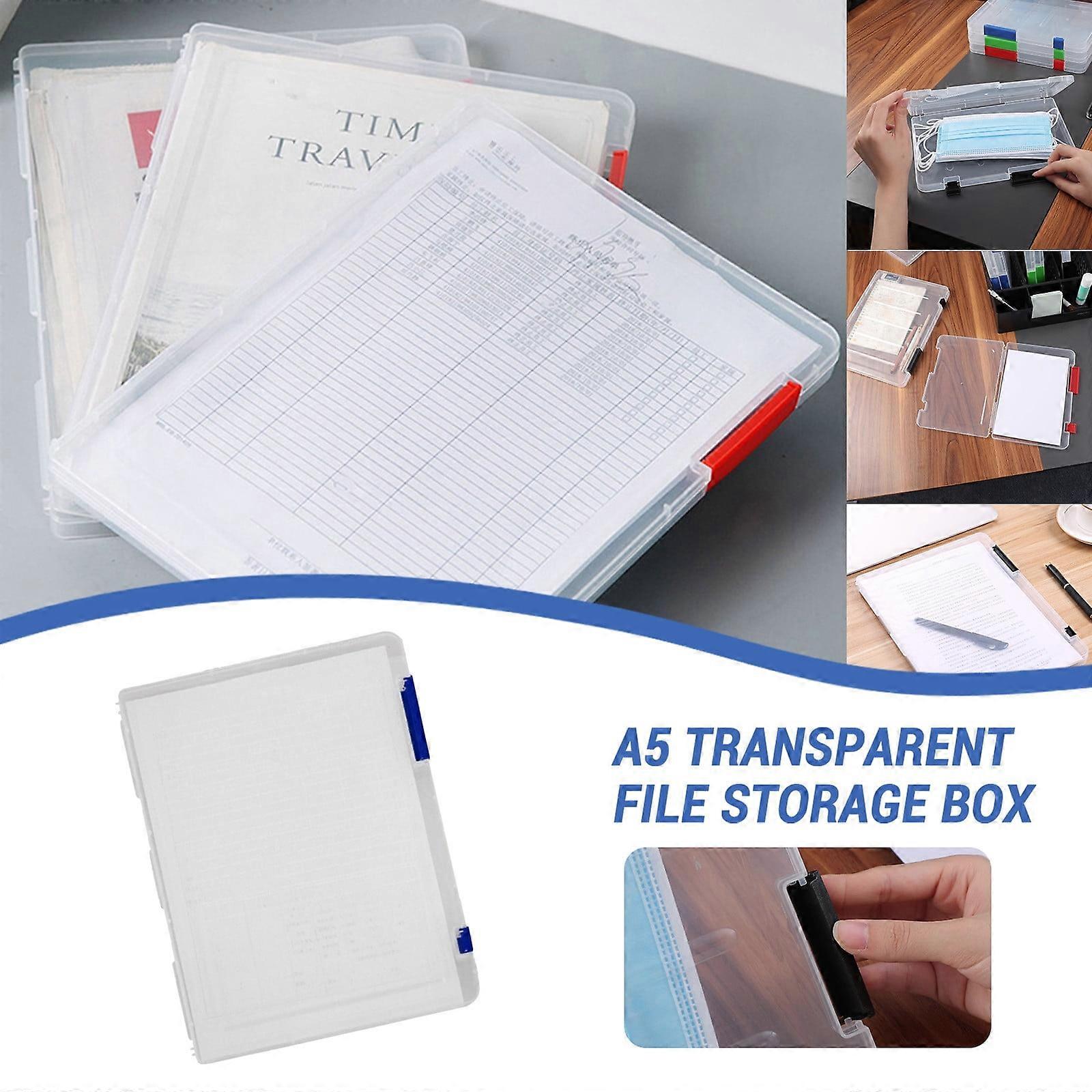 VALSEEL A5 Transparent Storage Box Clear Plastic Document Paper Filling ...