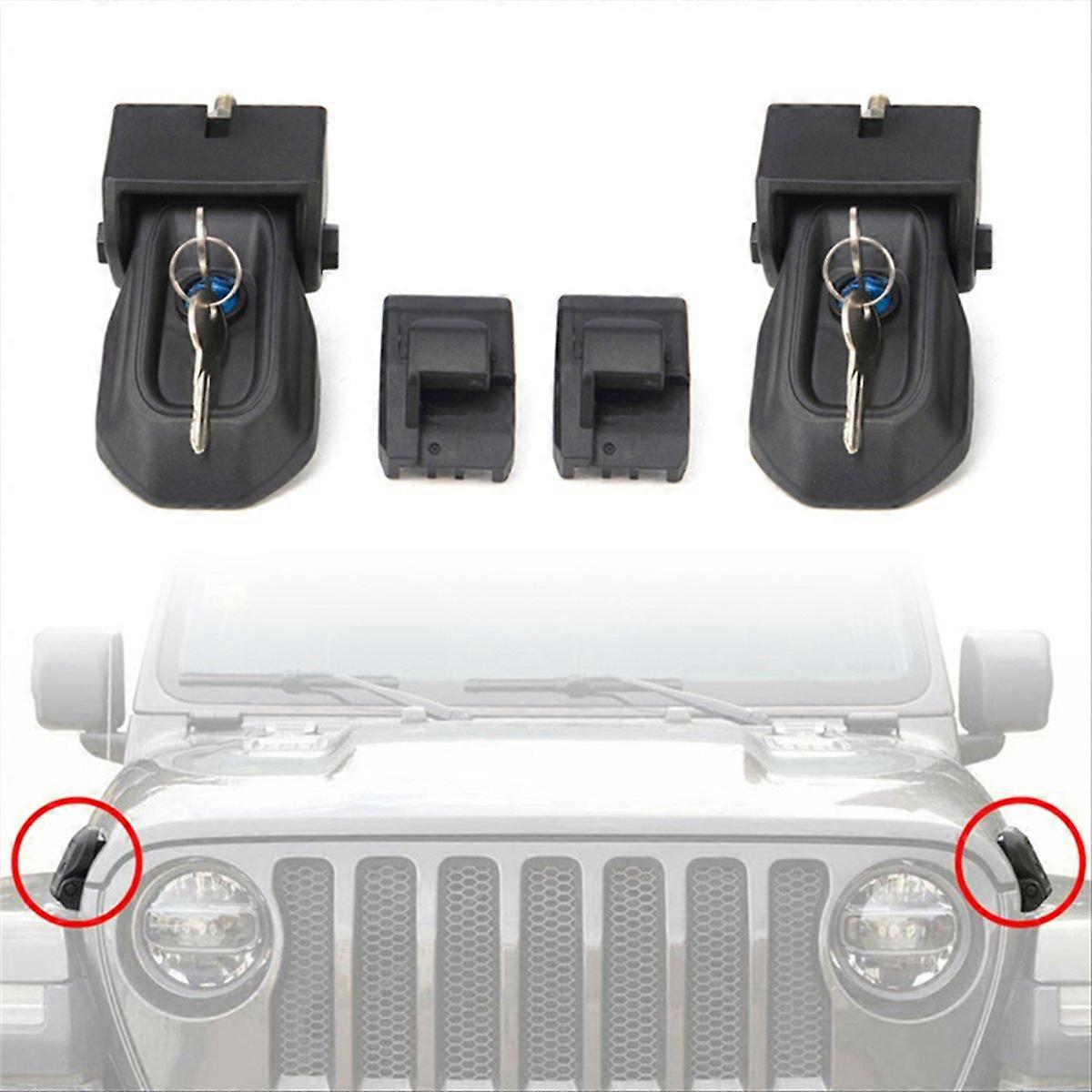 1 Set Car Hood Latch Lock Kit With Lock Key For Jeep Wrangler Jl Jlu ...