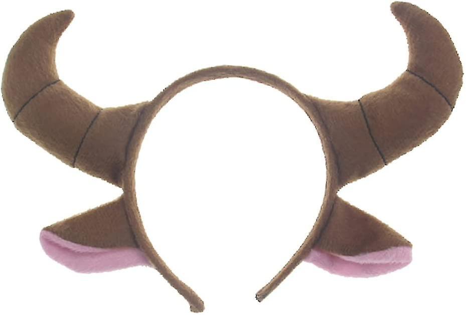 Party Ears Headbands Ox Horn Shape Brown Plush Animals Headpiece For ...