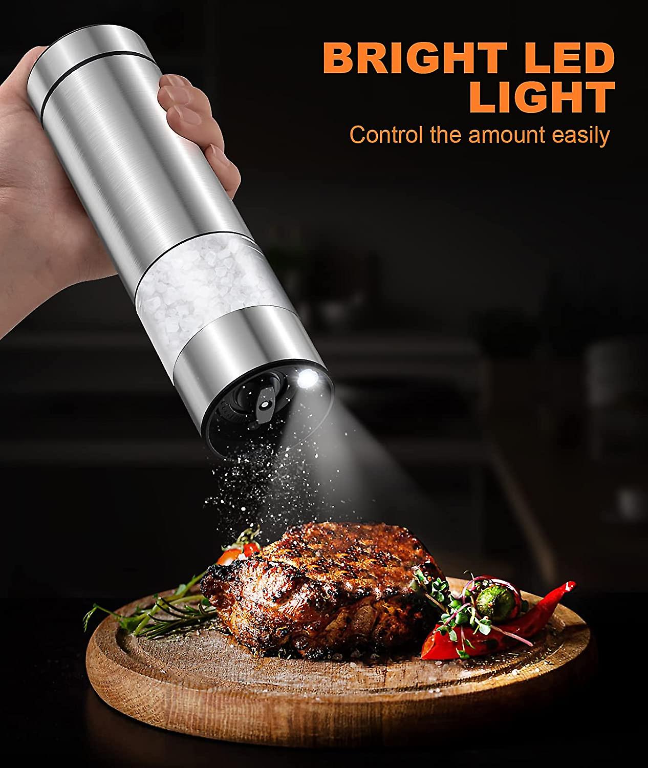 Electric Salt and Pepper Grinder Kit, Automatic Stainless Steel Pepper ...