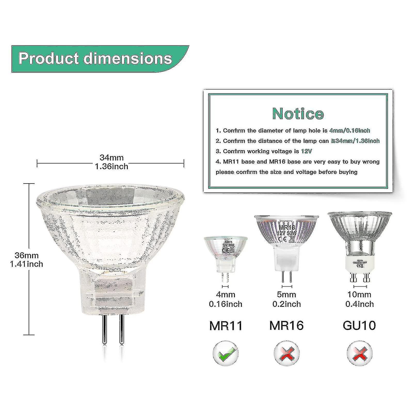 Mr11 Halogen Bulbs (pack Of 12), Gu4 Halogen Lamp 12v 20w, Mr11 Gu4 ...