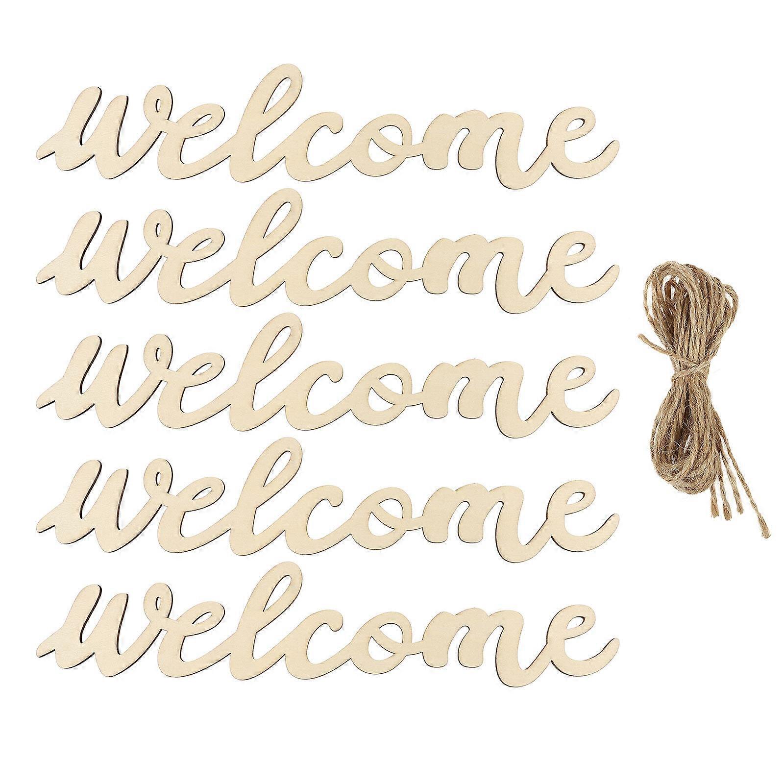 1 Set Wooden Welcome Sign Front Door Hanging Ornament Doorplate Decor ...