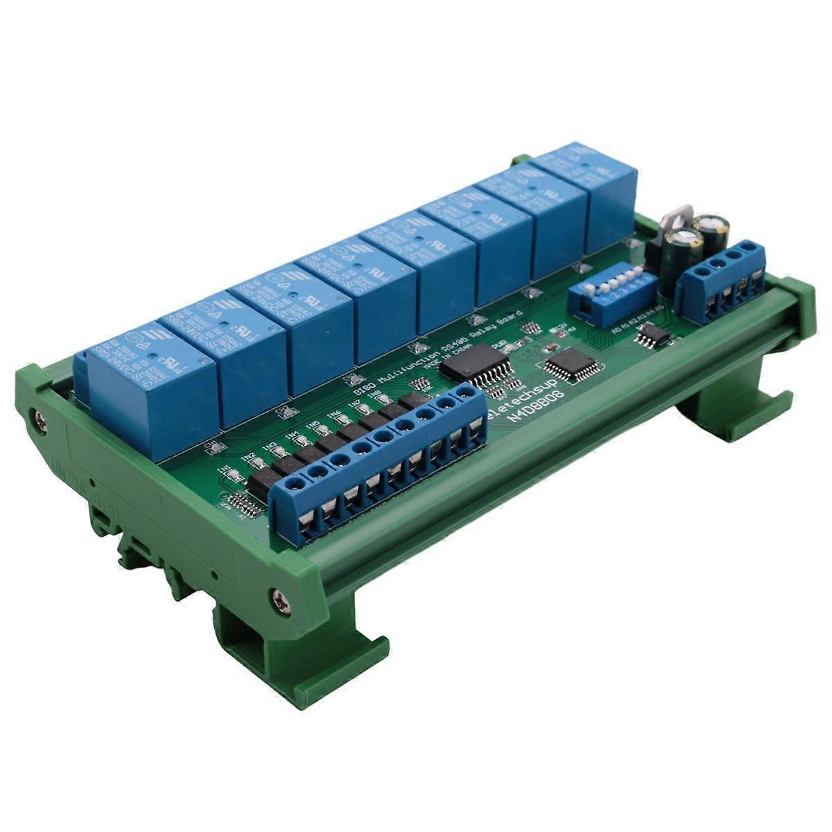 DC 24V 8 Ch RS485 Relay Board Modbus RTU UART Remote Control Switch DIN35 Rail Box for PLC ...