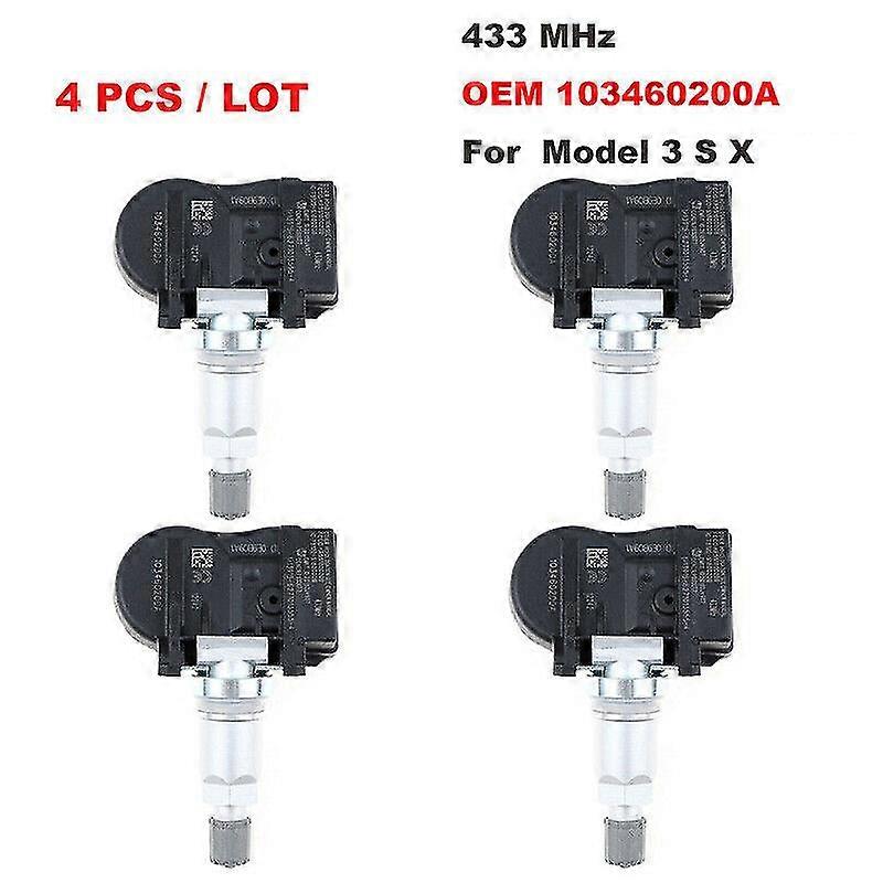 1 Set Of 4 Tpms 433mhz Tire Pressure Sensors For Model S Model X Model ...