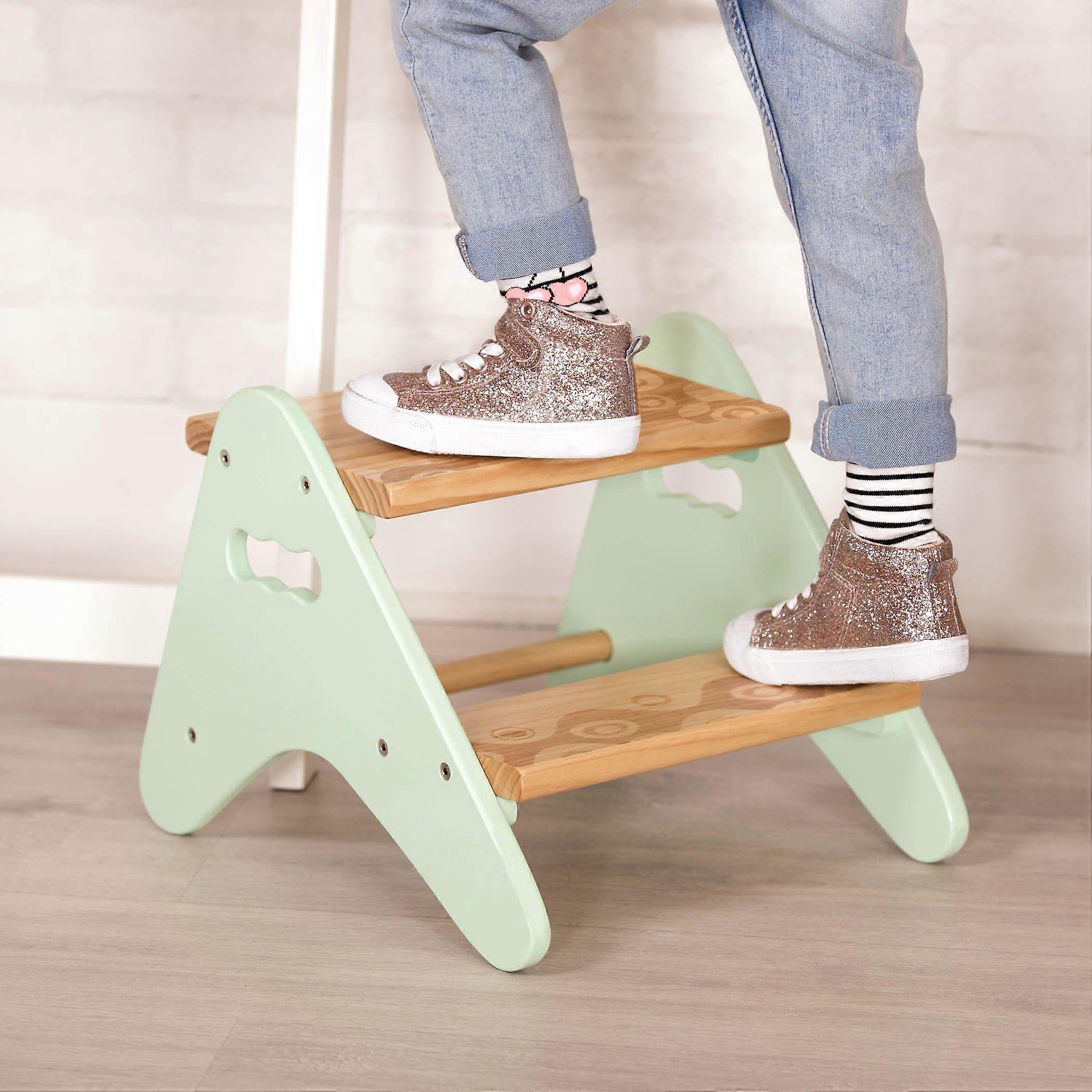 Wooden step stool Two-step stepladder for children 2 years and older ...