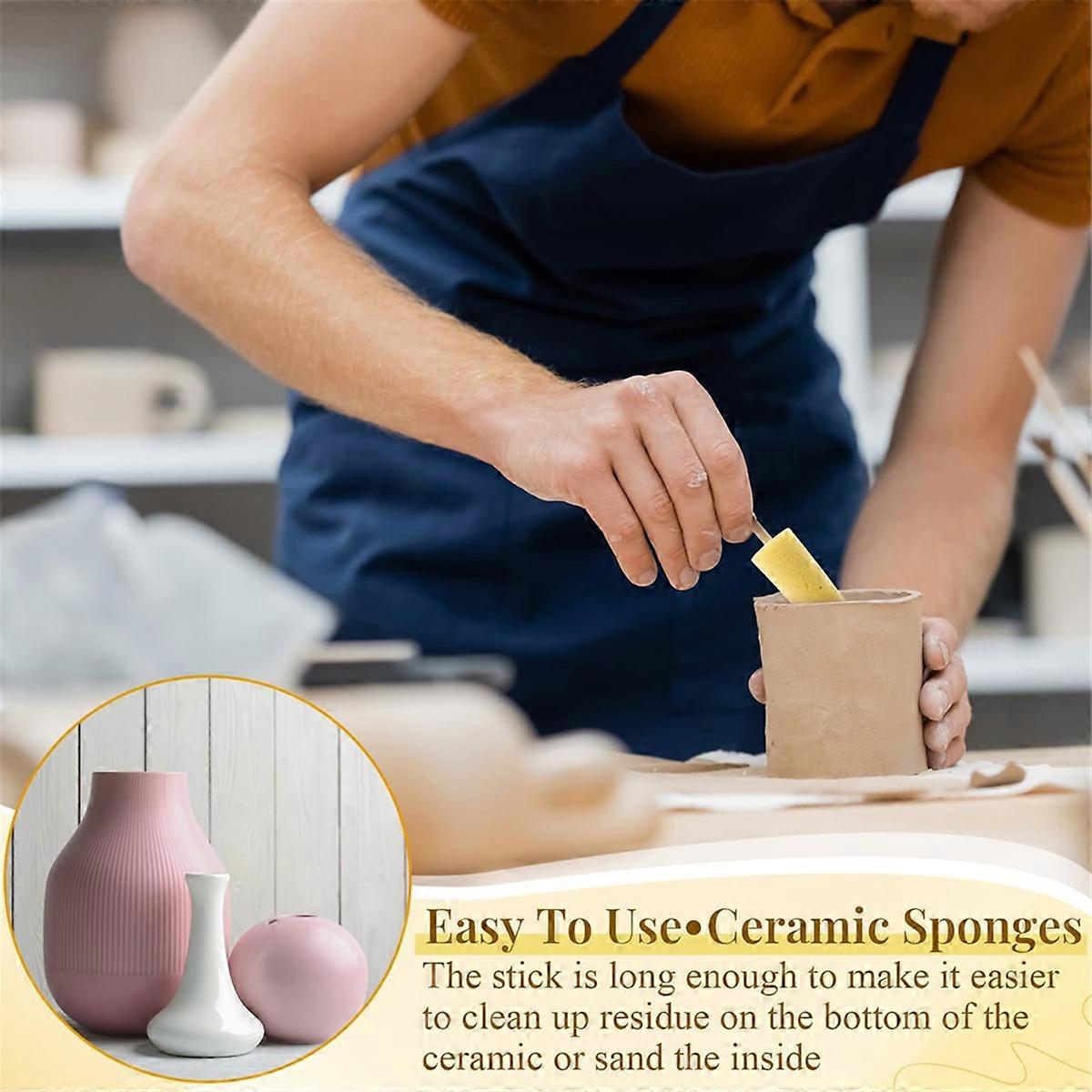 12 Pcs Pottery Sponge for Clay Pottery Sponges with 2-Density Sponge ...