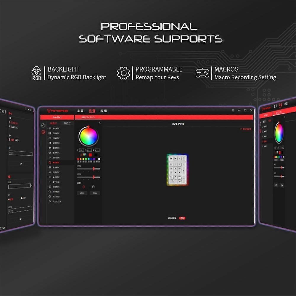 Type B MOTOSPEED K24 Pro RGB Backlight USB Wired Mechanical Numeric ...