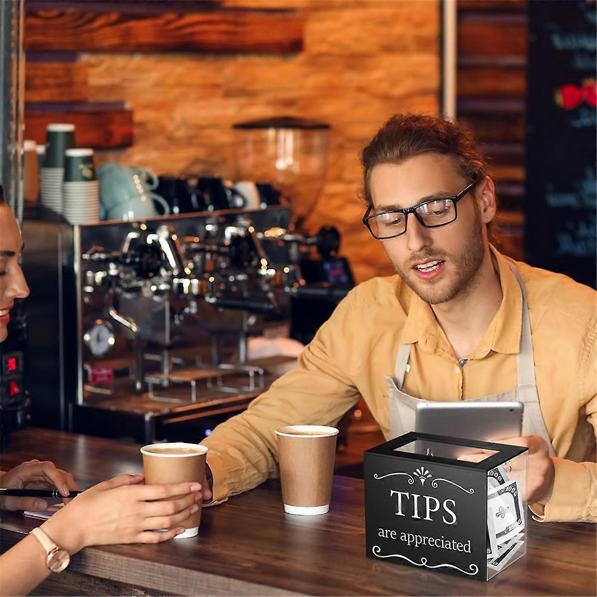 Tip Jars for Money Acrylic Tip Cash Box Donation Tip Bucket 6x4x5 Inch ...