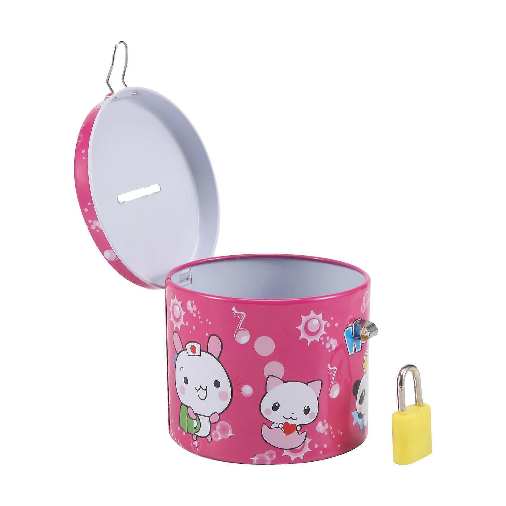 Cylinder Design Cartoon Print Piggy Bank Coin Money Saving Box w ...