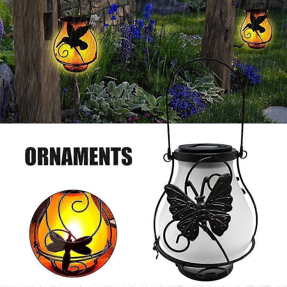 Outdoor Light Hanging Portable Flashing Flame Fire Metal Solar Led ...