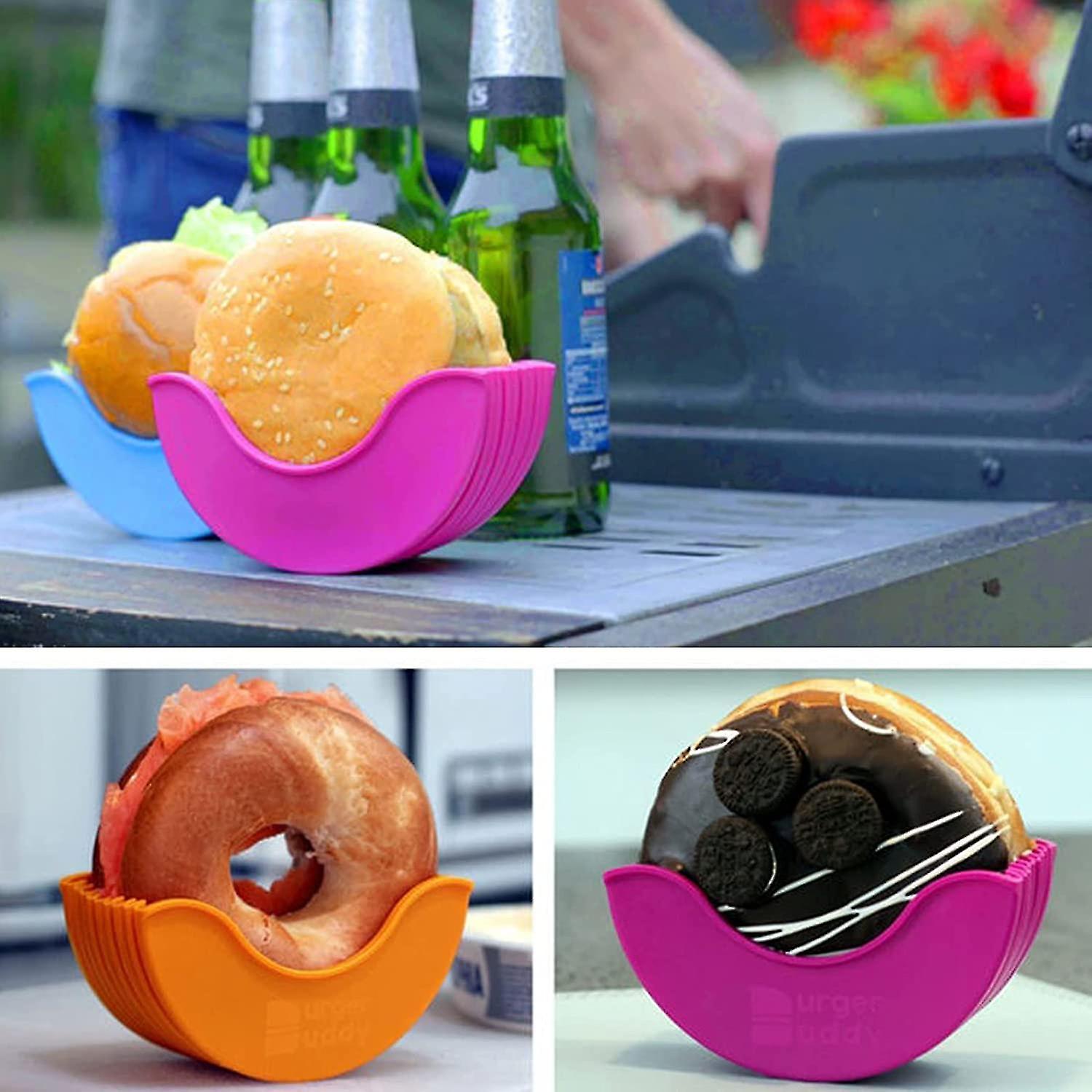 Adjustable Silicone Hamburger Holders, Fixed Hamburger Boxes, Reusable ...