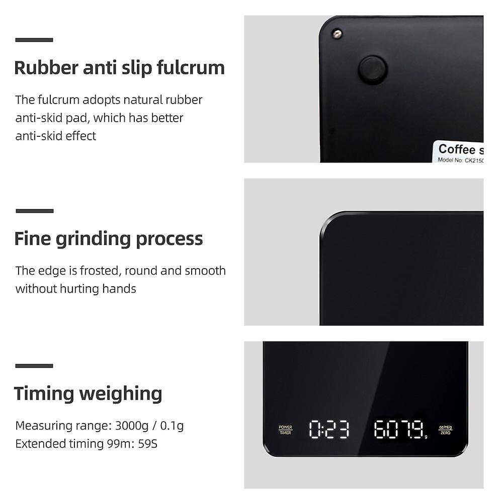 3Kg/0.1g hidden screen hand brew coffee scale digital scale with timer ...