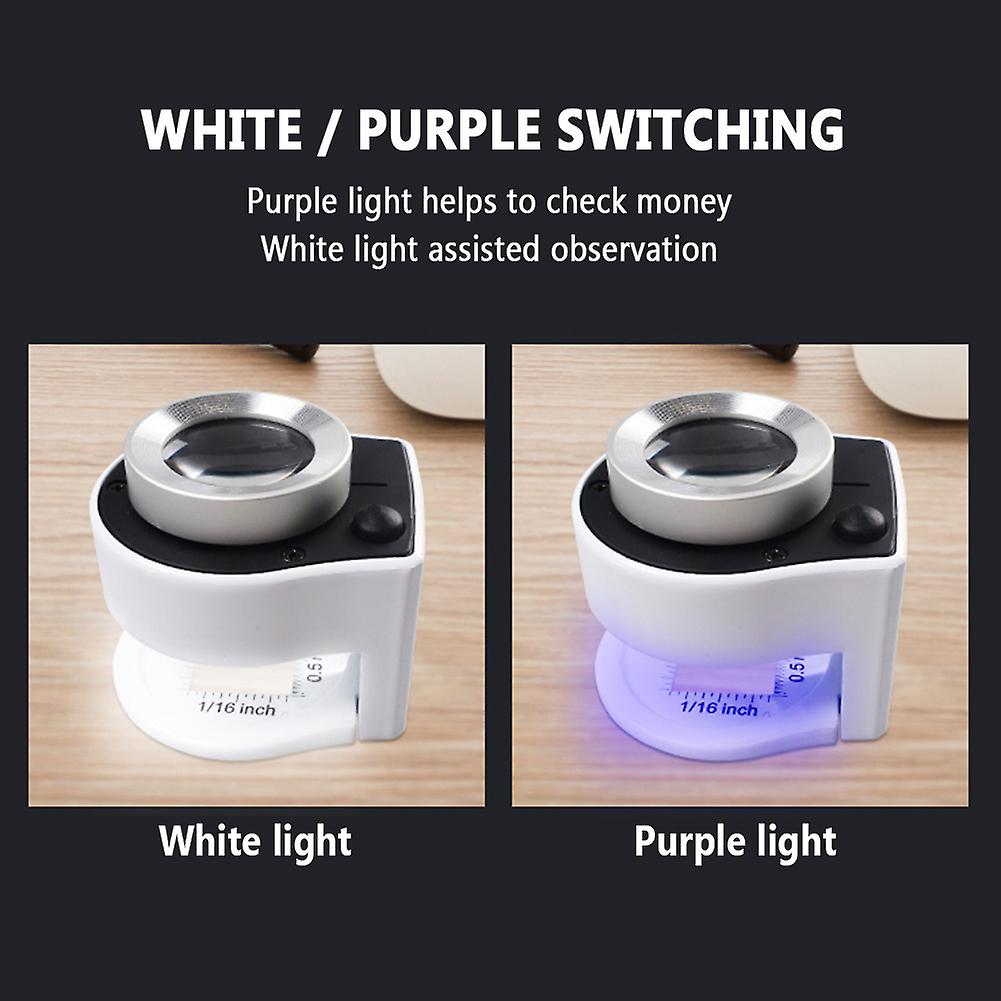 30 Times LED Magnifier Scale Measurement Money Detector Lamp Portable ...