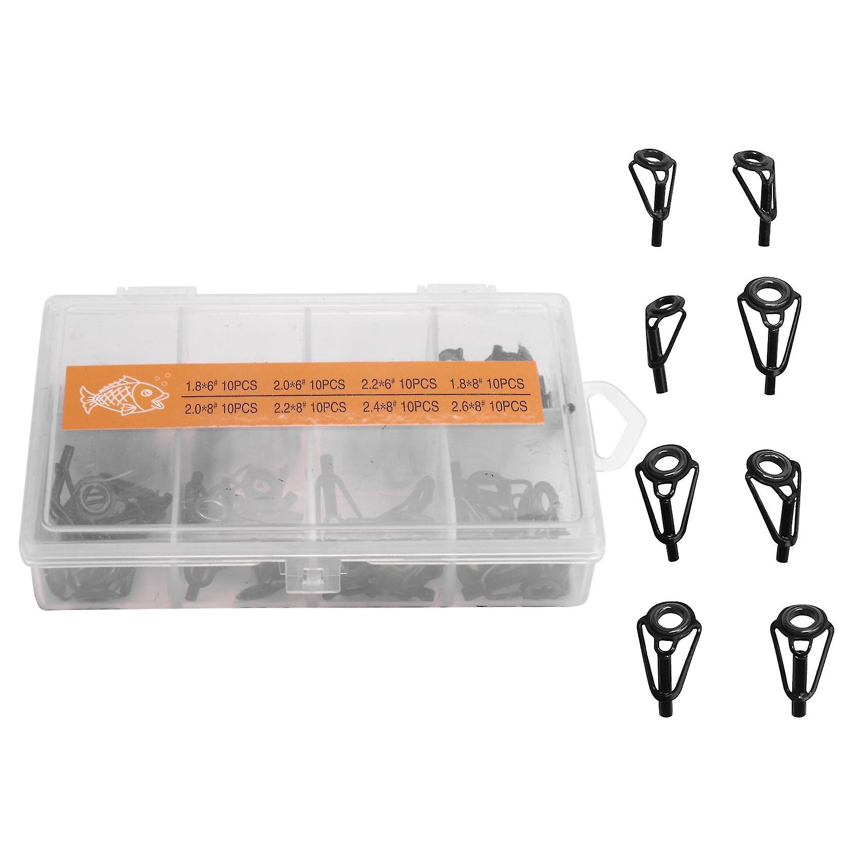 80 Pcs Fishing Rod Tip Repair Kit Stainless Steel Ceramic Ring Guide ...