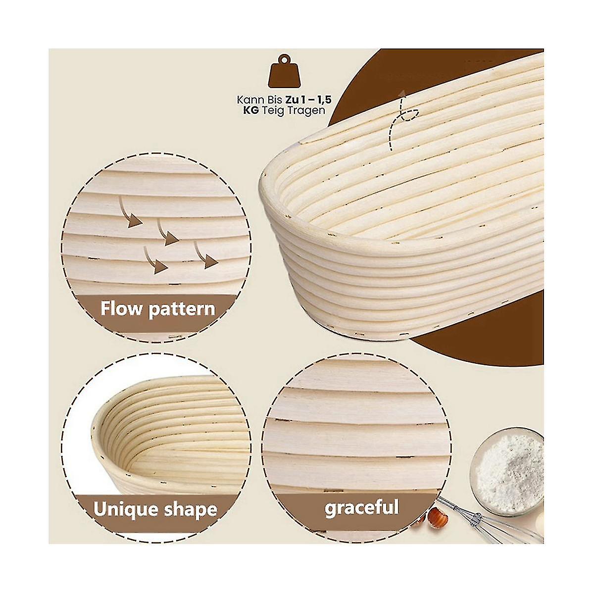 Fermentation Basket,2 Linen Inserts,rattan Fermentation Basket Set ...