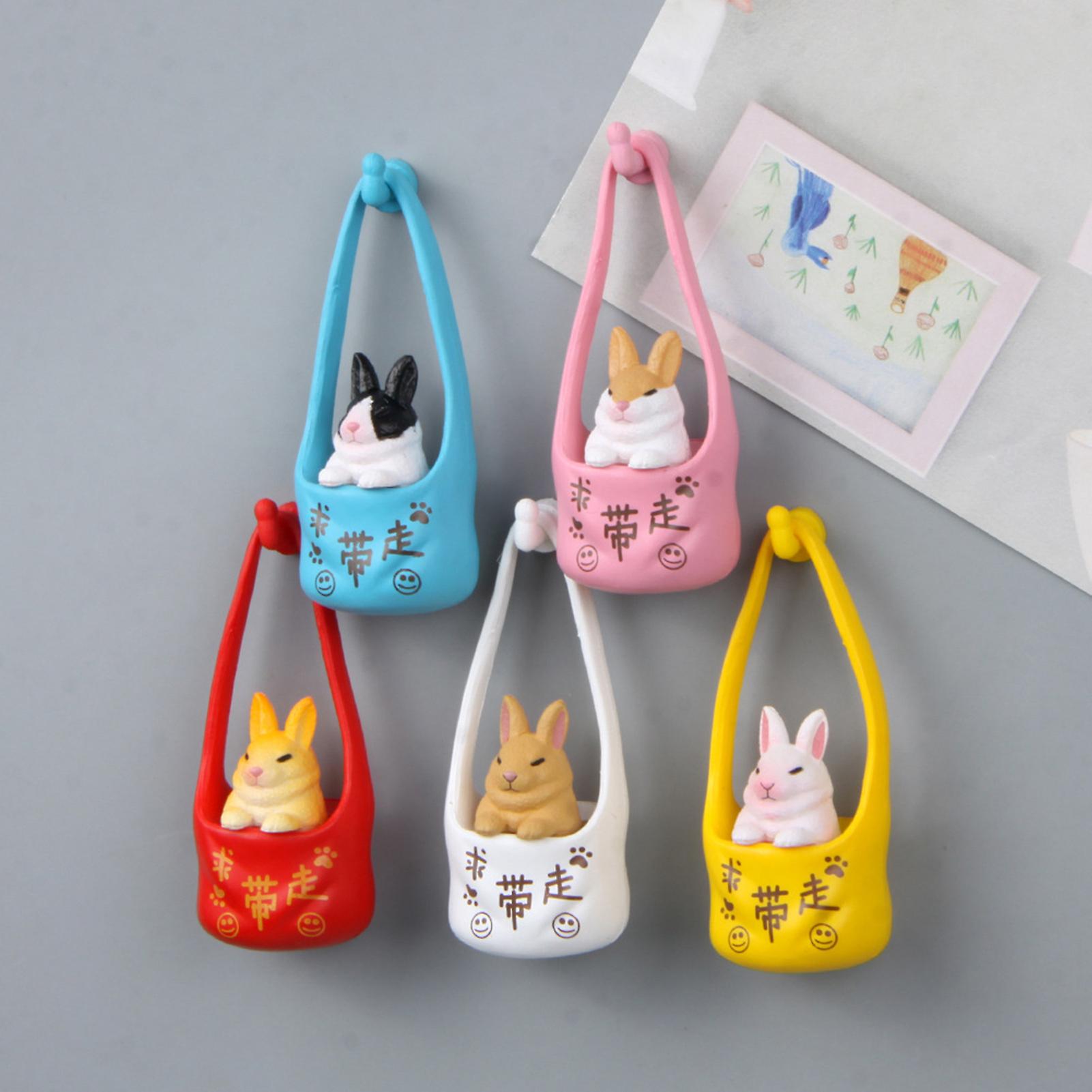 Rabbit Fridge Magnet Colorful Lovely Hanging Bag Bunny Magnetic Craft ...
