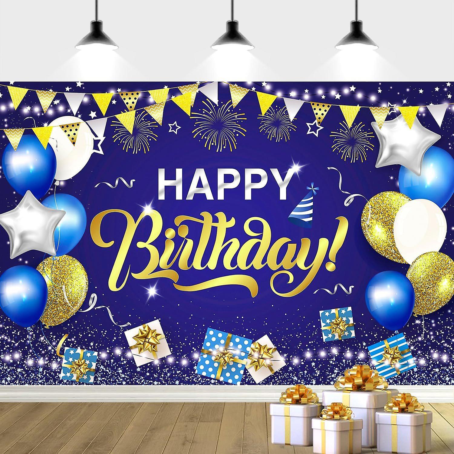 Happy Birthday Decorations Backdrop, Glitter Birthday Backdrop Sign ...