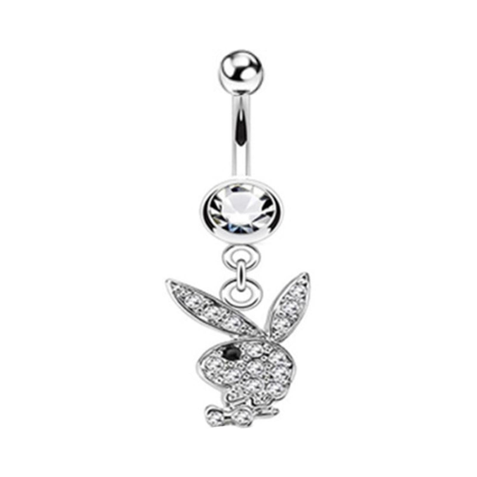 Belly Button Ring Body Jewelry Dangle Cute Bunny Lightweight Stainless ...