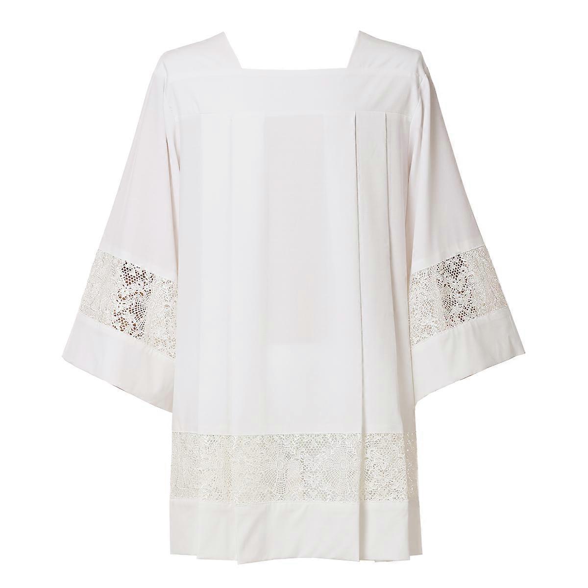 White Surplice Pastor Robe Catholic Pleated Lace Liturgical Cotta ...