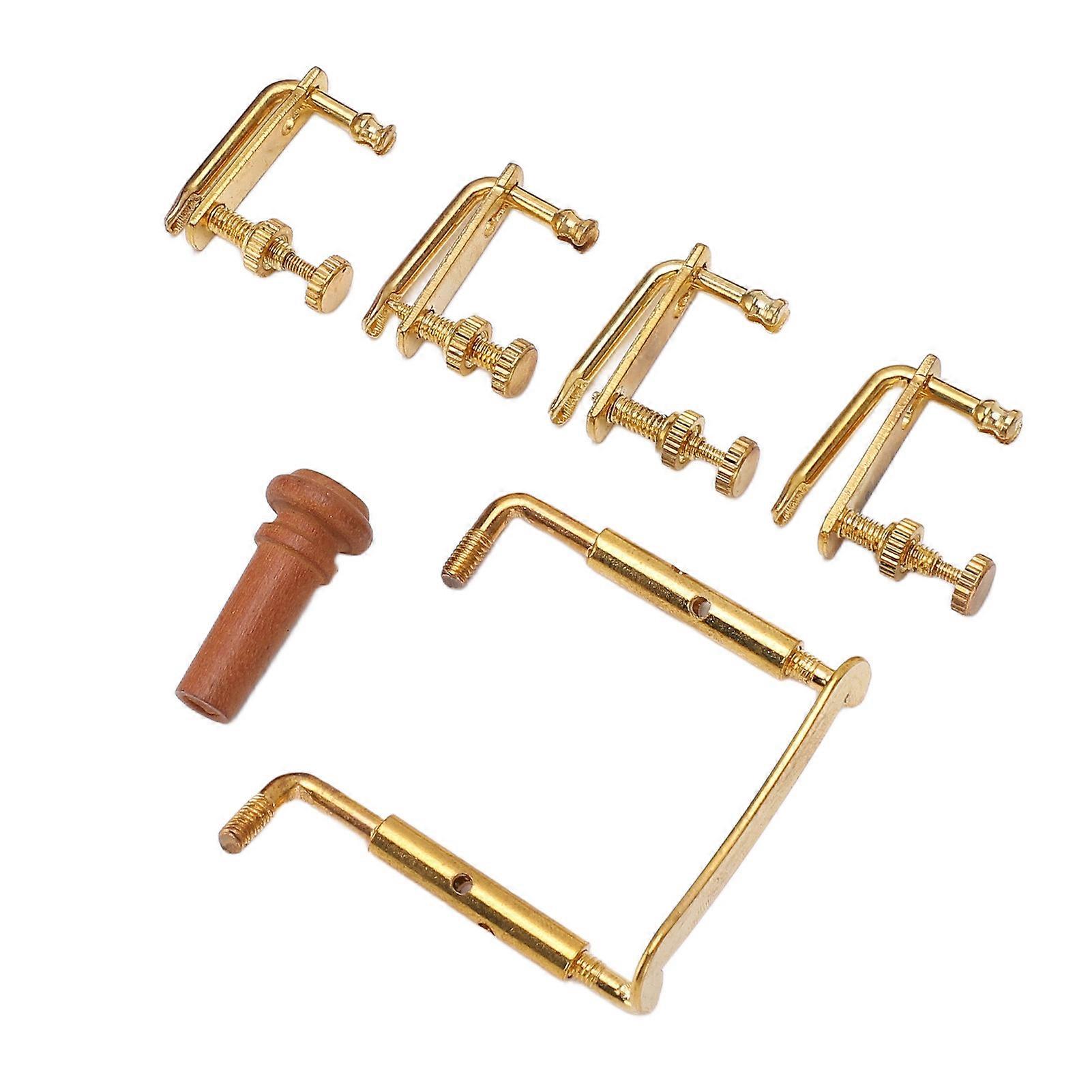 4/4 Wood Violin Parts Tailpiece Chinrest Tuning Pegs Metal Tail Post ...