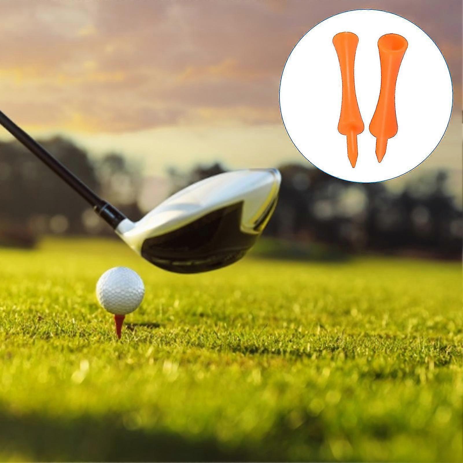100pcs/set Plastic Golf Tees Wear-resisting Stable Creative 70mm Orange Plastic Golf Tees ...