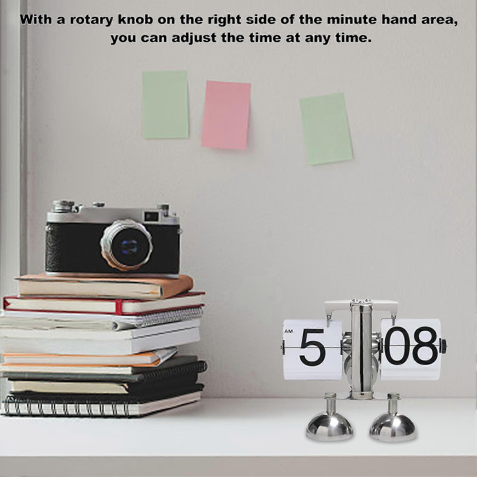Automatic Page Turning Clock Stainless Steel Double Foot Small Scales ...