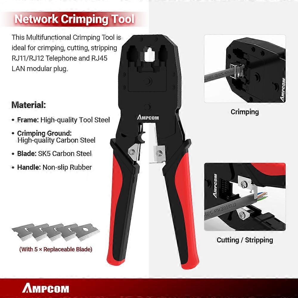 RJ45 Crimper Lan Tester Tool Set Ethernet Cable Stripper Punch Down ...