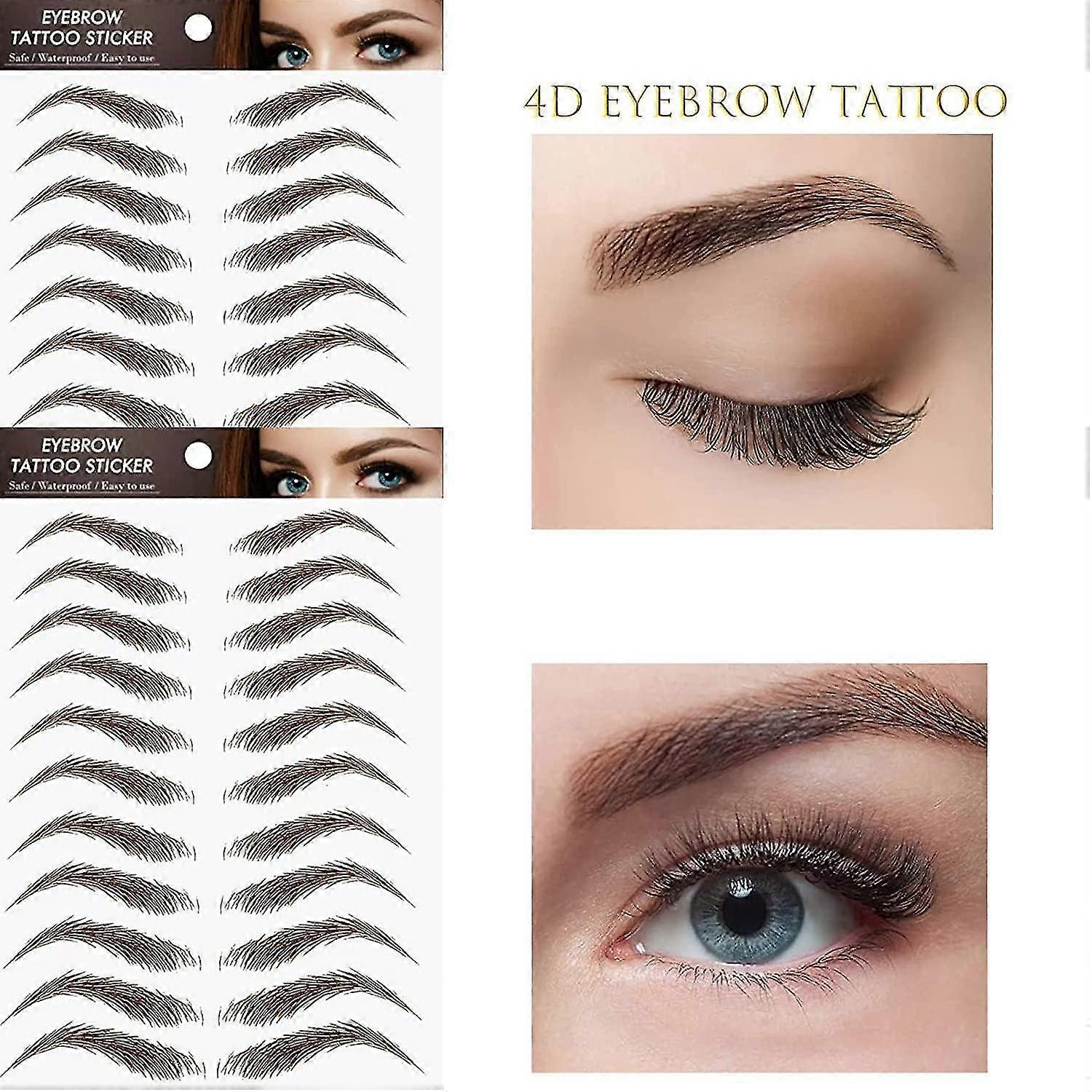 66 Pairs Eyebrow Tattoo Stickers 4d Hair-like Authentic Eyebrows ...