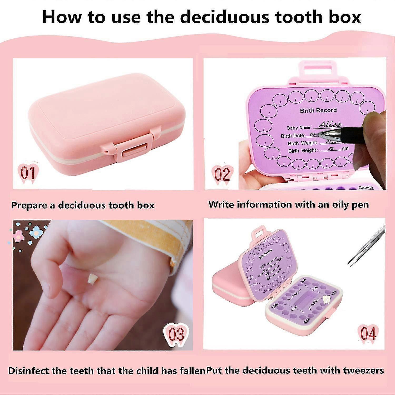 Baby Teeth Keepsake Box, Pp Children Kids Tooth Storage Holder Organizer Printed In English To ...